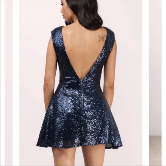 Tobi | Dresses | Black High Neck Open Back Sequin Tobi Mini Dress ...